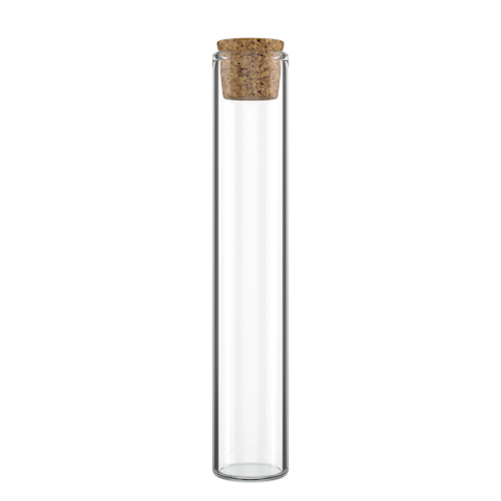 Glass Pre-Roll Tube with Cork Top | 120mm – Clear Glass – 640 Count | Herb
