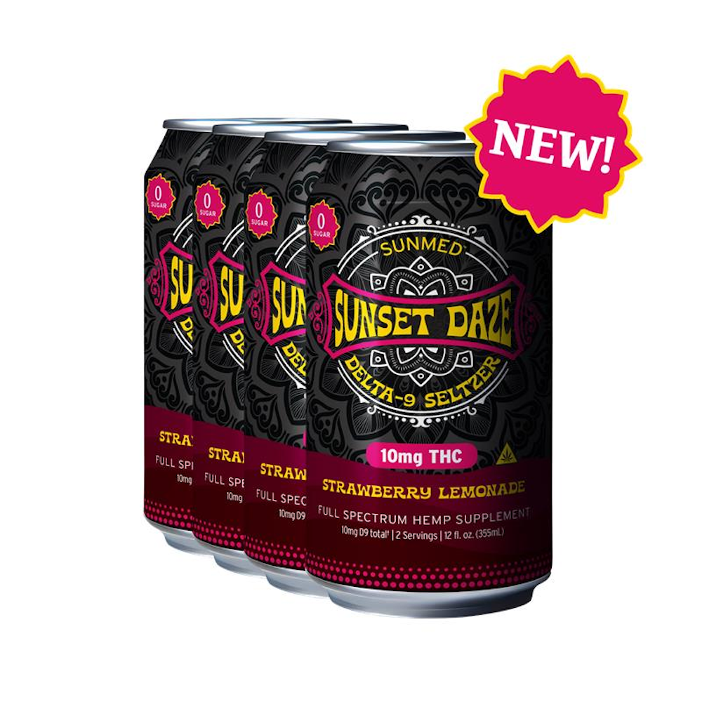 Sunmed Sunset Daze Delta 9 THC Seltzer Strawberry Lemonade 4-Pack | Herb